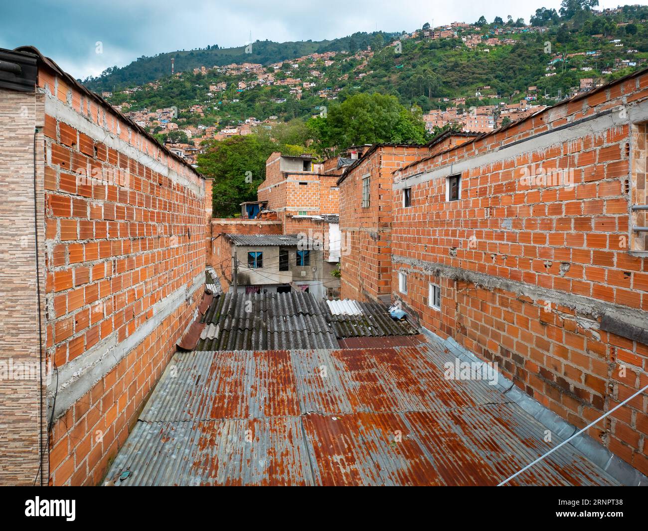 Brick Houses with Few Windows, Built Very Close to each Other Stock ...