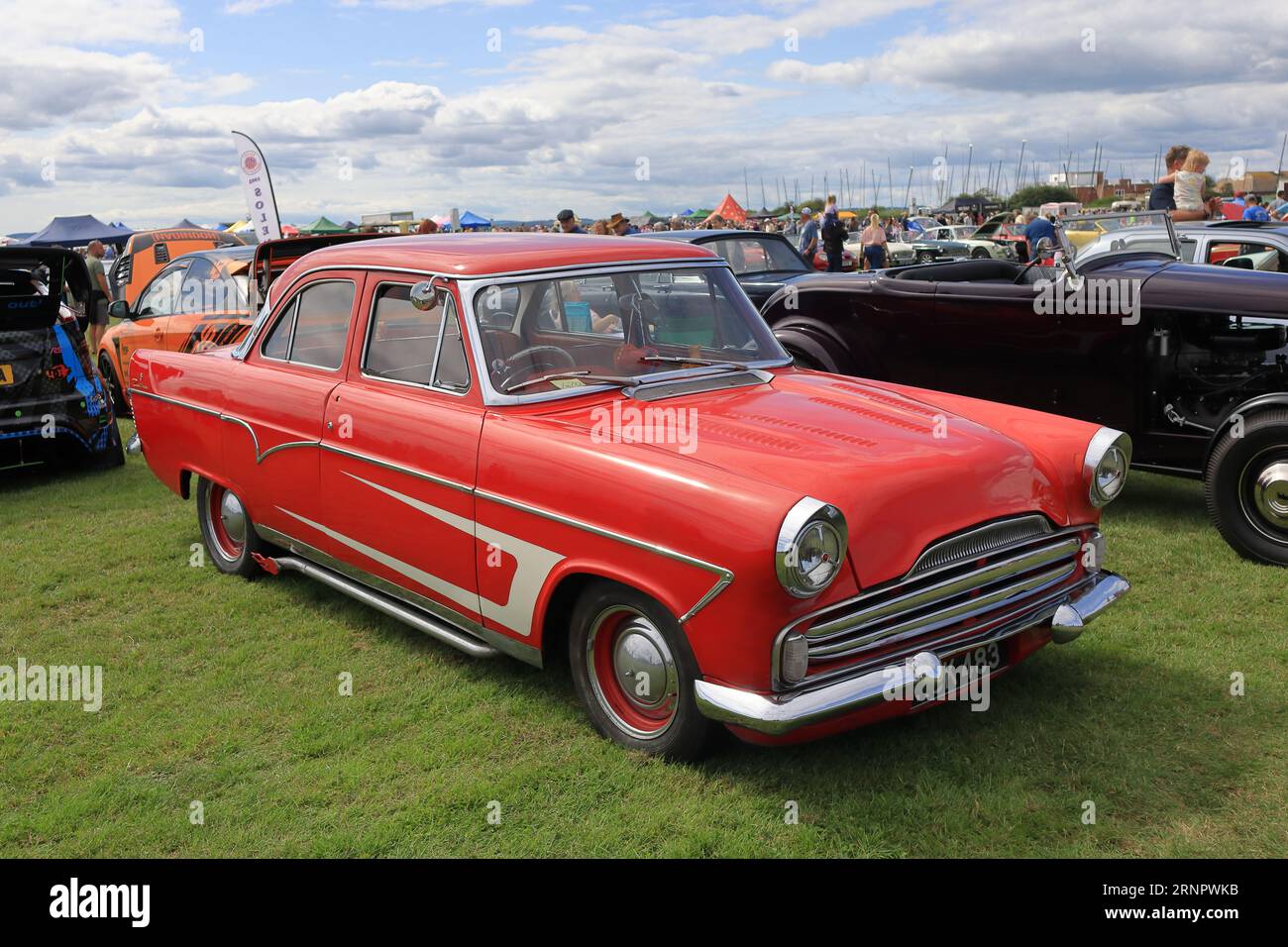 c1950s Red Ford Zephyr on display. The Gosport Car Rally is organised ...