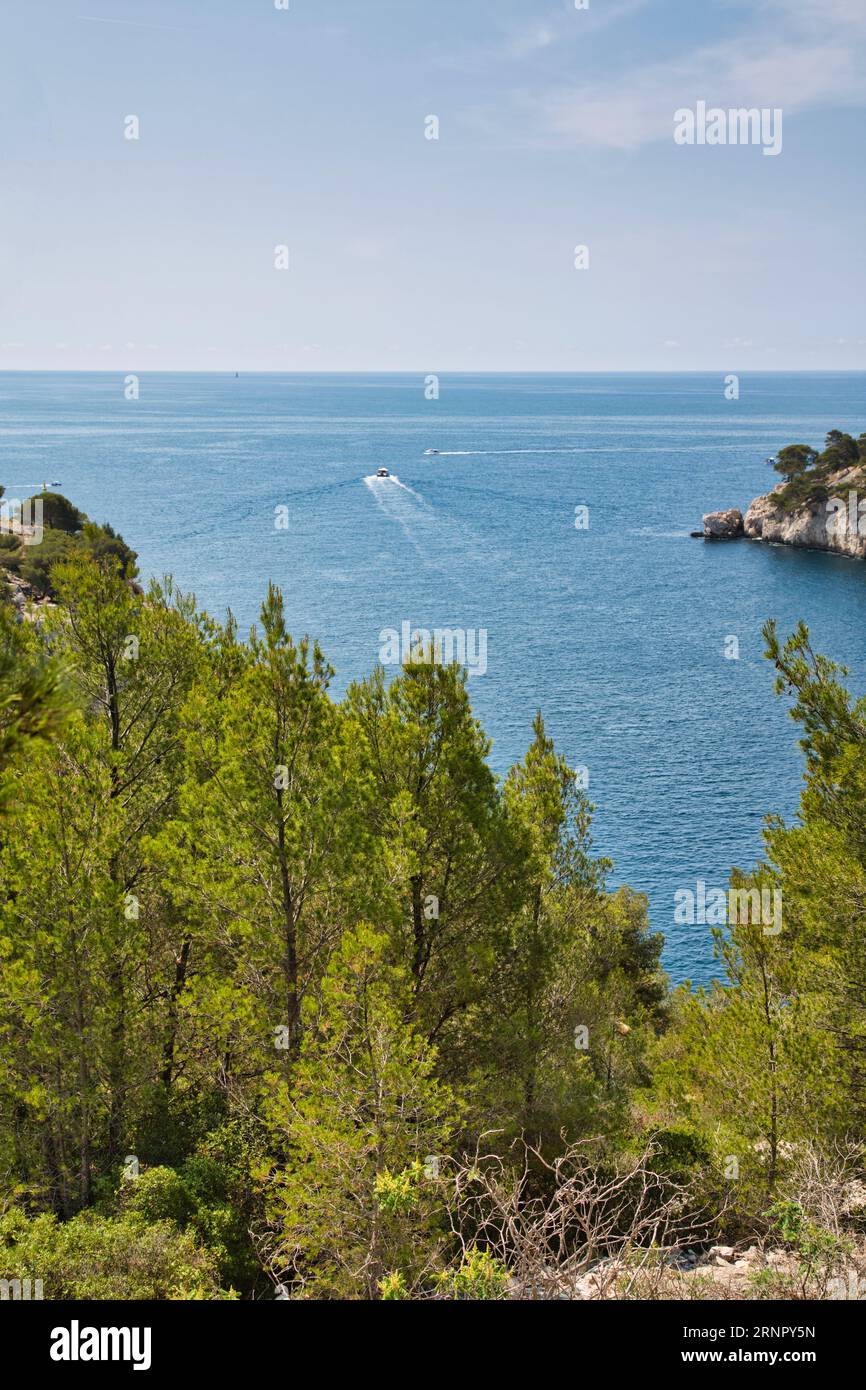 the calanques (france) with their impressive rocks, plants and crystal ...