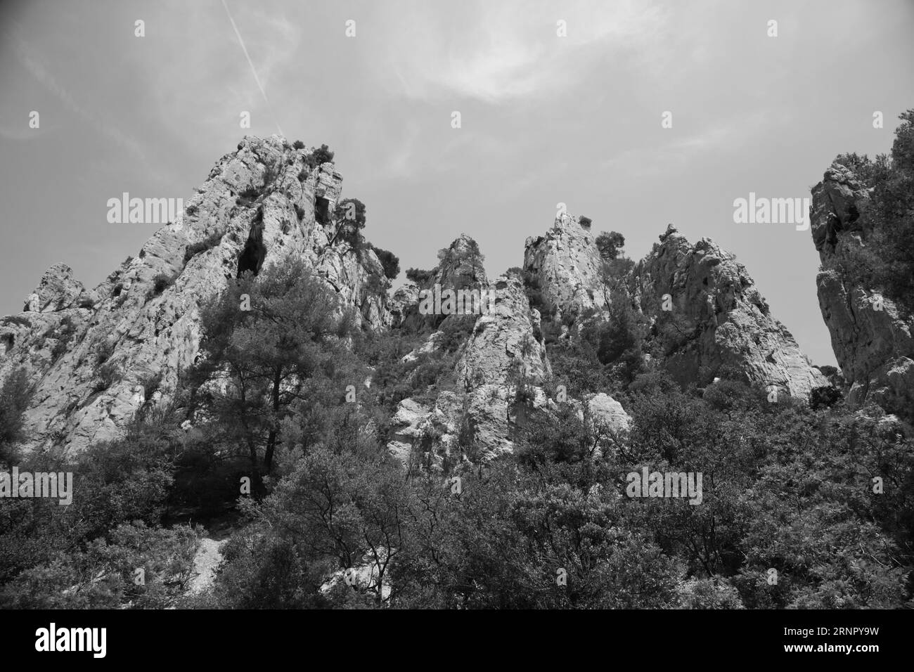 the calanques (france) with their impressive rocks, plants and crystal ...