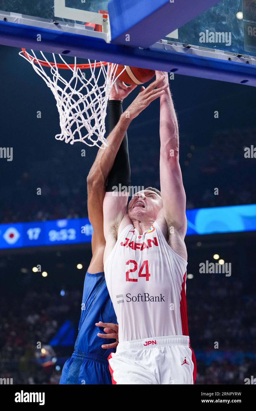 Okinawa, Japan. 2nd Sep, 2023. Joshua Hawkinson (R) of Japan goes for a ...