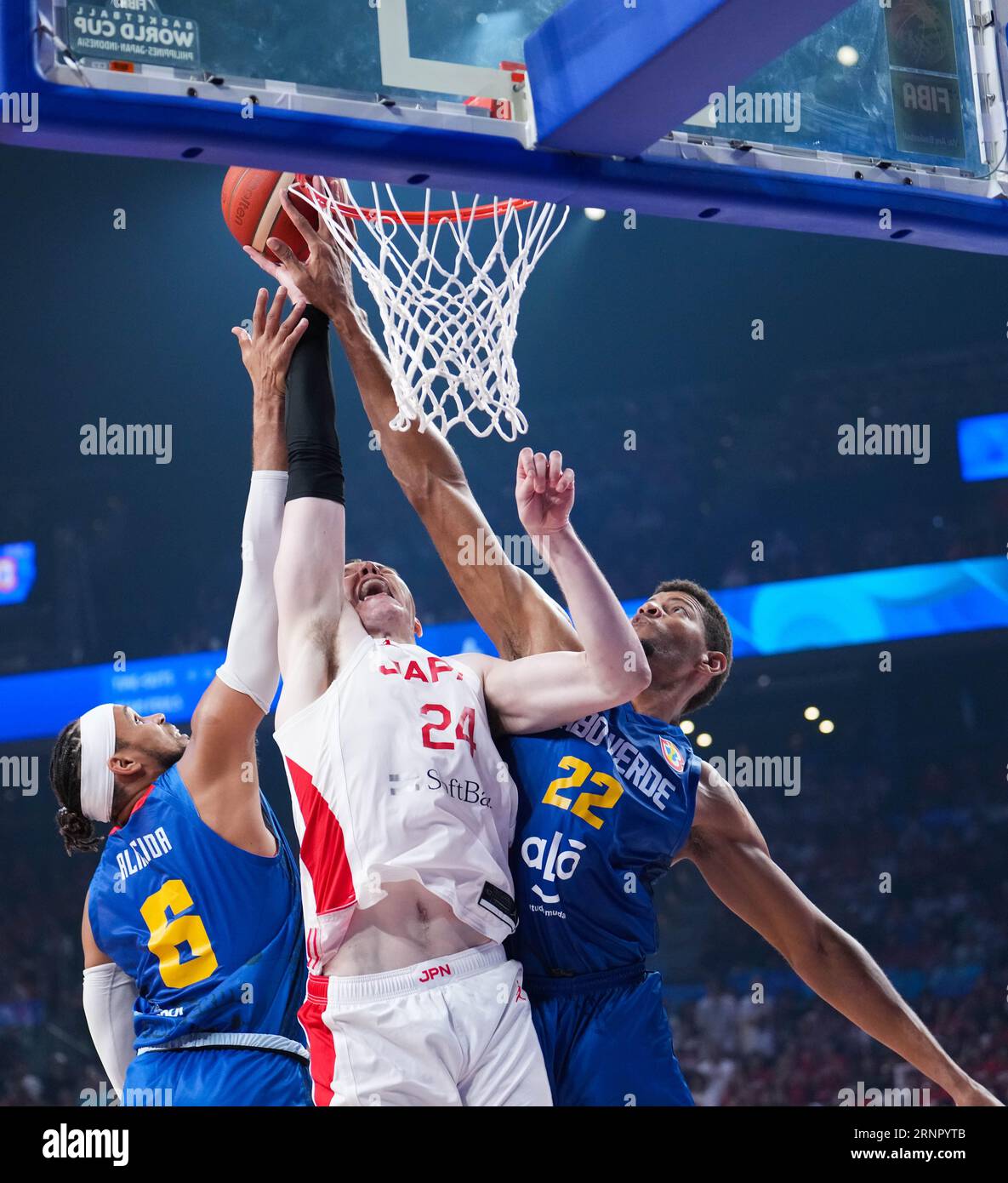 Okinawa, Japan. 2nd Sep, 2023. Joshua Hawkinson (C) of Japan goes for a ...
