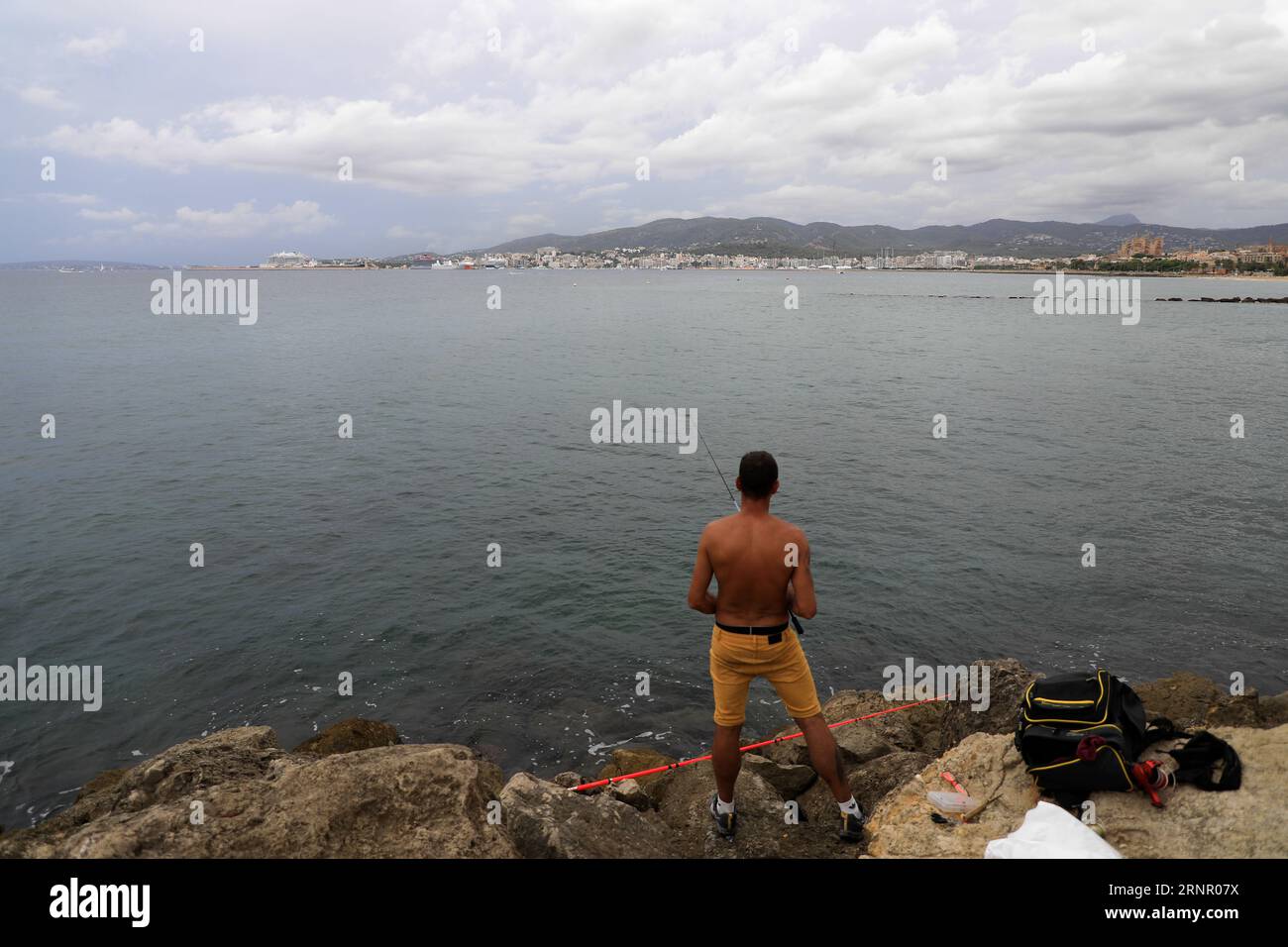 Palma, Spain. 02nd Sep, 2023. Pablo fishing on the beach of Can Pere ...