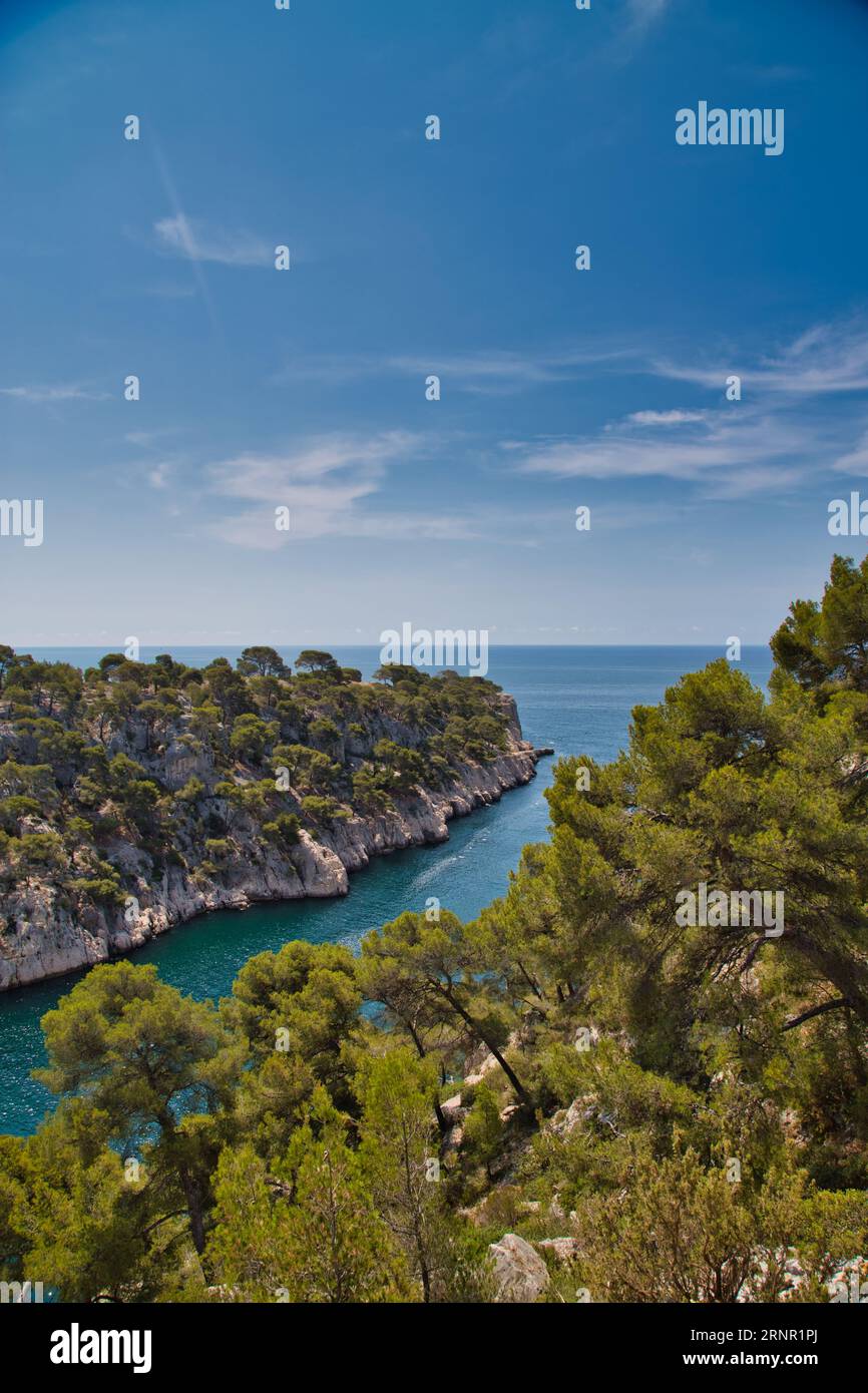 the calanques (france) with their impressive rocks, plants and crystal ...