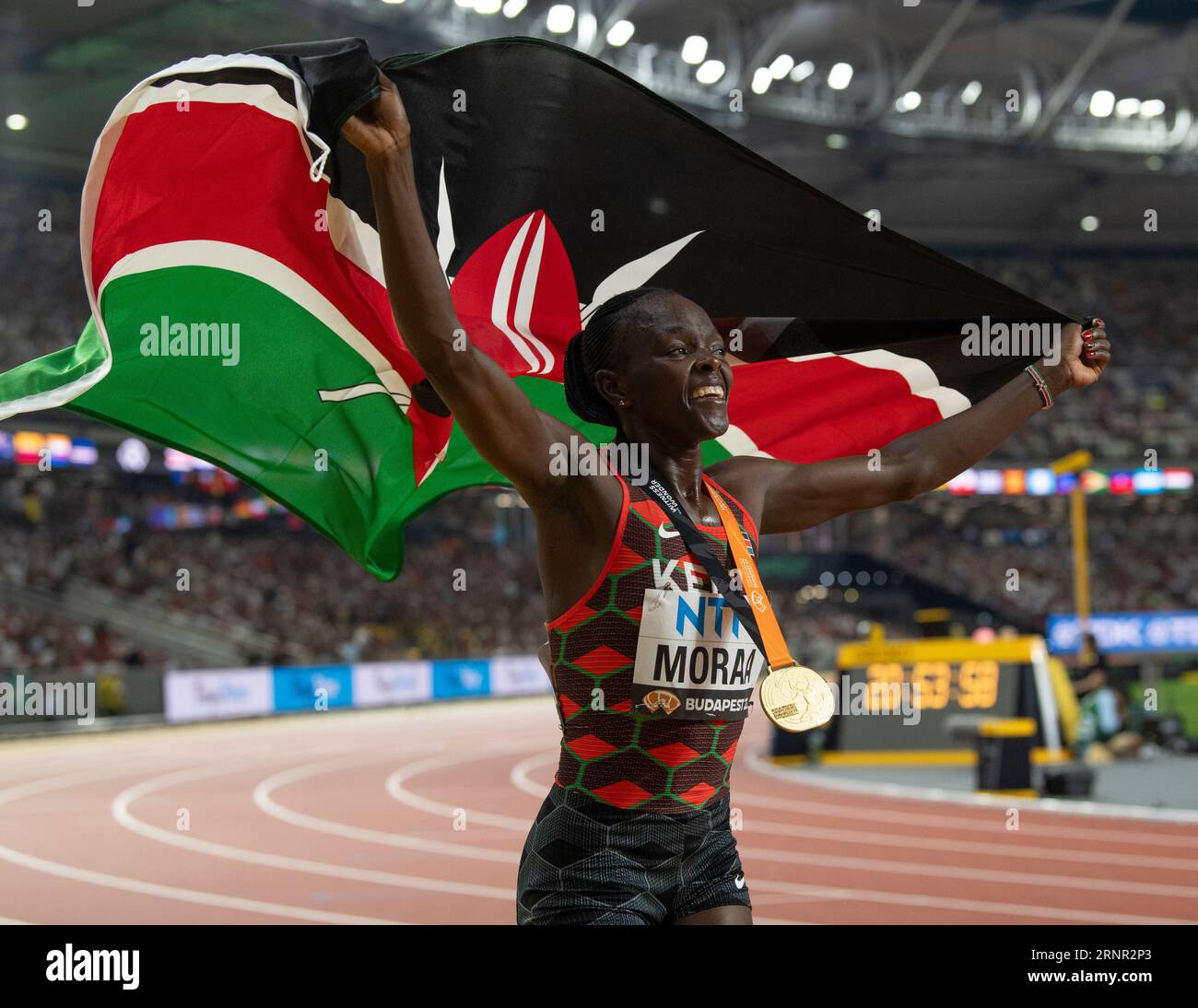 Mary Moraa of Kenya celebrate’s after competing in the women’s 800m ...