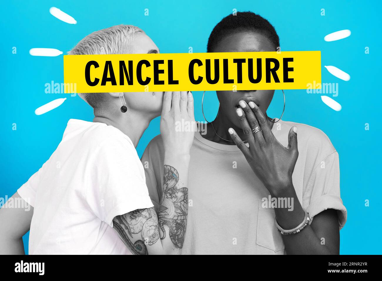 Cancel culture, women and text overlay with fake news and gossip for ...