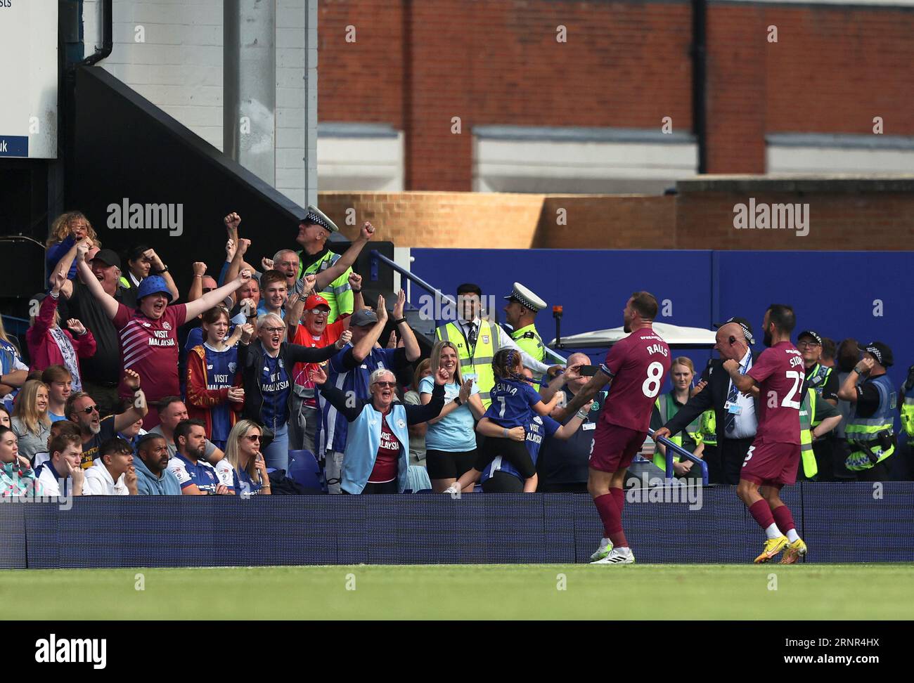 Cardiff City's Joe Ralls (centre right) celebrates scoring their side's ...