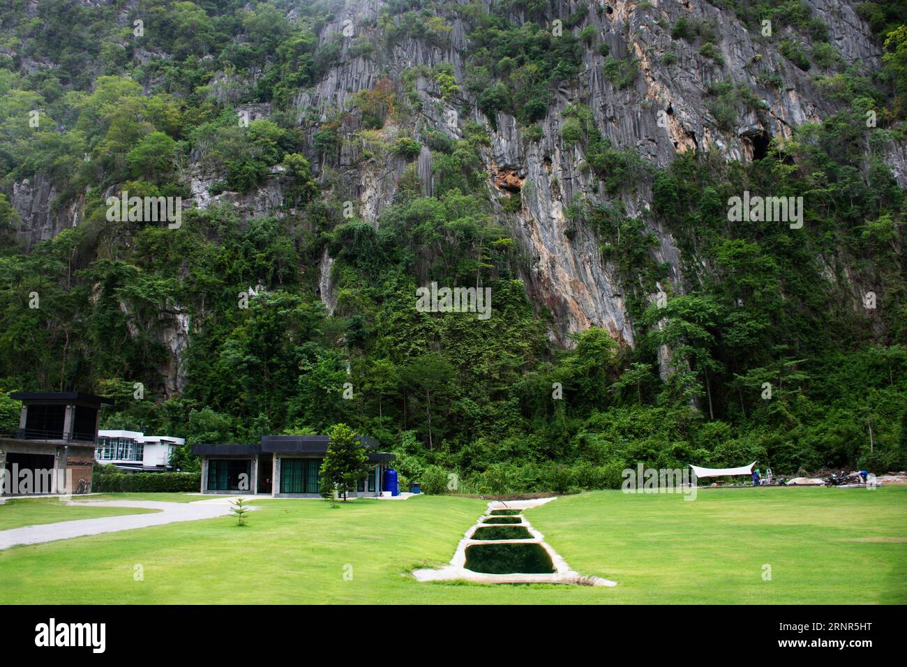View landscape Khao Pla Ra limestone mountain and Hup Pa Tat valley ...