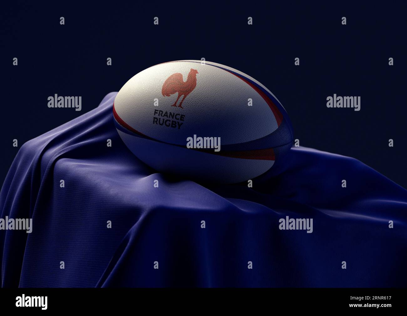 September 2, 2023 - Bristol, United Kingdom: A 3D render of a rugby ...