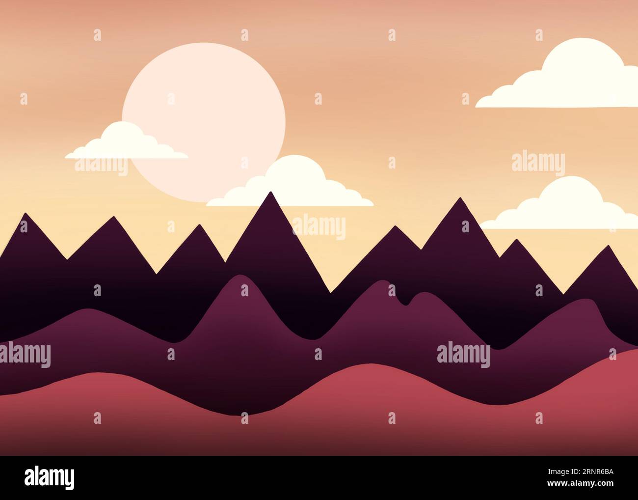 Mountain Sunset Drawing