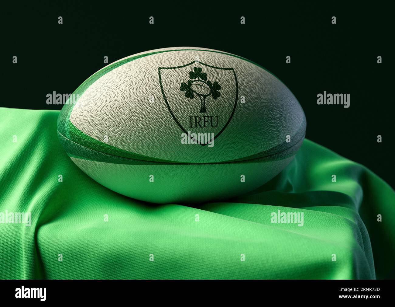 September 2, 2023 - Bristol, United Kingdom: A 3D render of a rugby ...