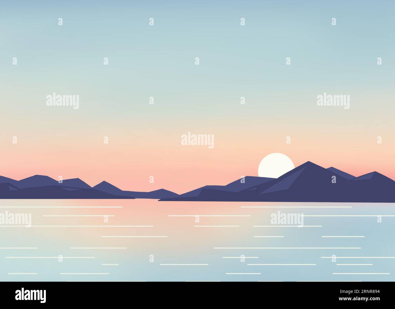 Cartoon drawing of the sun rising behind the mountains against the ...