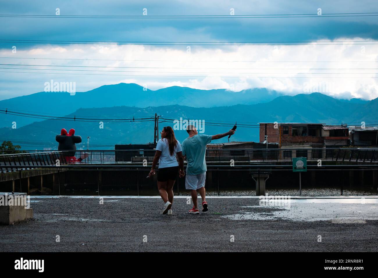Medellín, Medellin, Antioquia, Colombia - May 28 2023: A Colombian Couple Strolls Through a ...