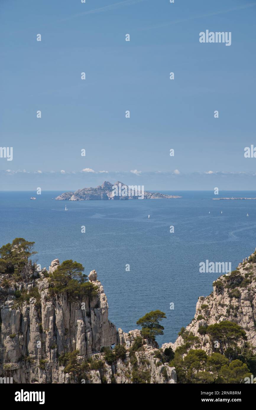the calanques (france) with their impressive rocks, plants and crystal ...