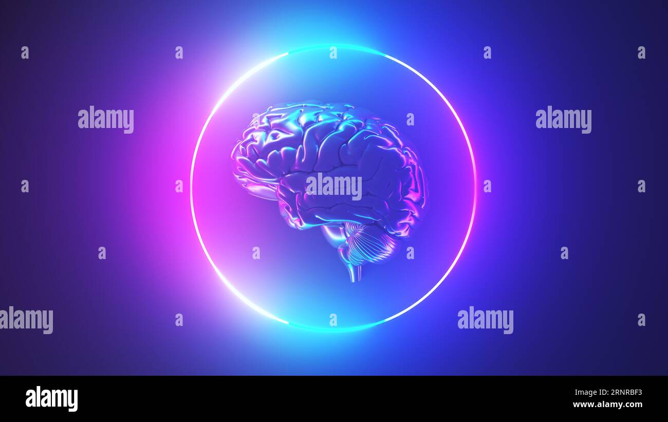Metallic brain, illustration Stock Photo - Alamy