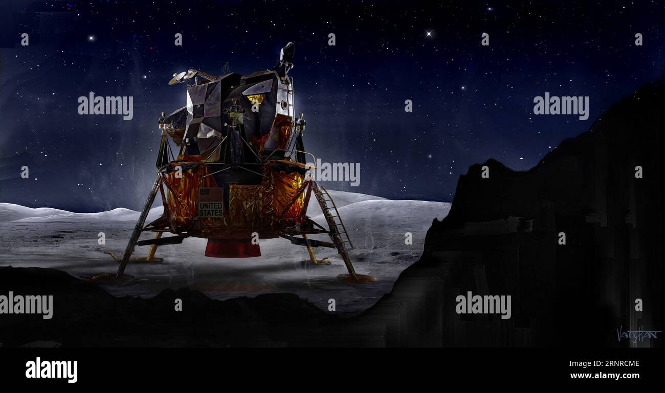 Apollo 11 Moon landing, illustration Stock Photo - Alamy