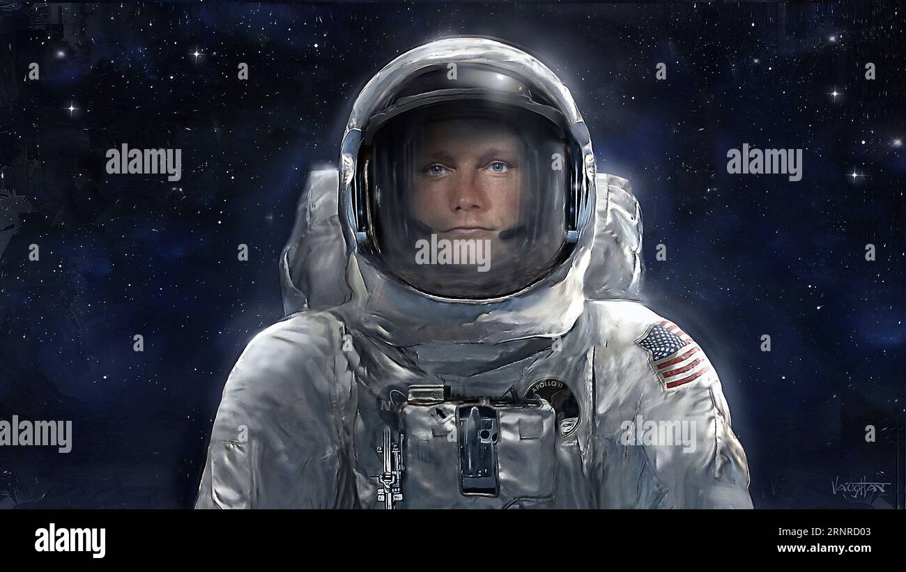 Apollo 11 astronaut Neil Armstrong on the Moon, illustration Stock ...