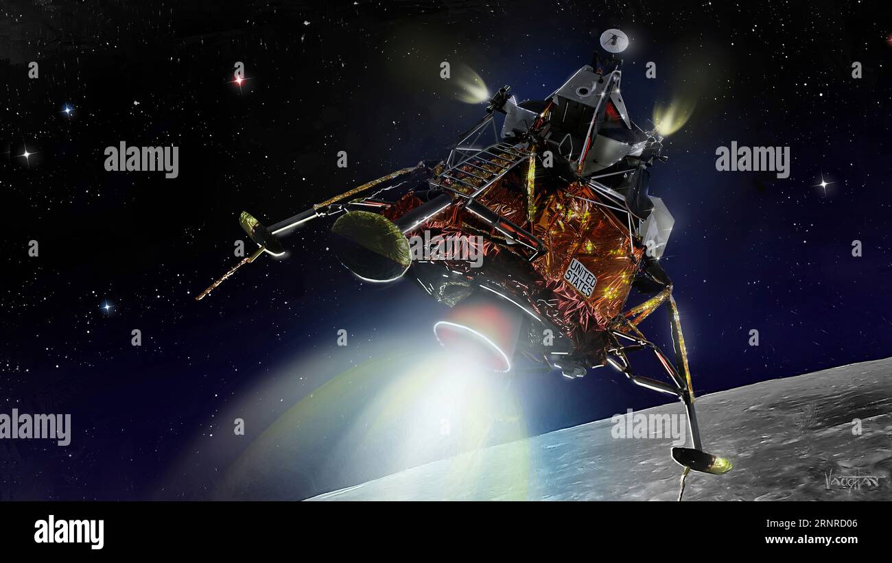 Apollo 11 Moon landing, illustration Stock Photo - Alamy