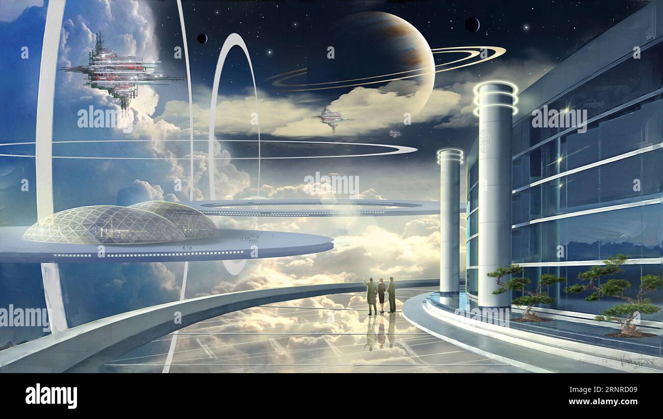 Space colony, illustration Stock Photo - Alamy