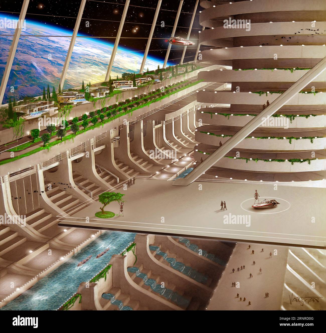 Space colony, illustration Stock Photo - Alamy