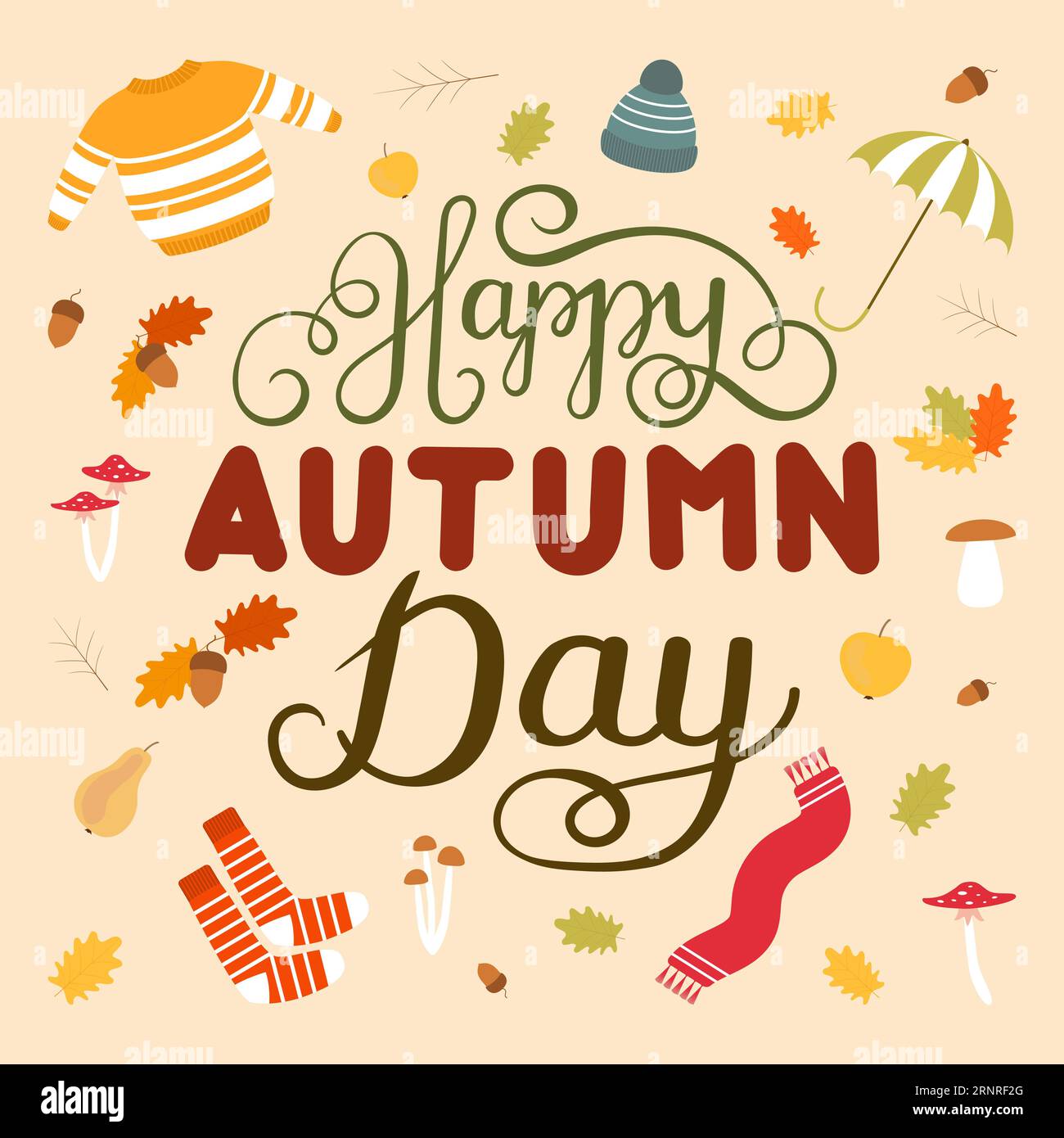 Hand lettering Happy Autumn Day. Hand drawn modern calligraphy Stock ...
