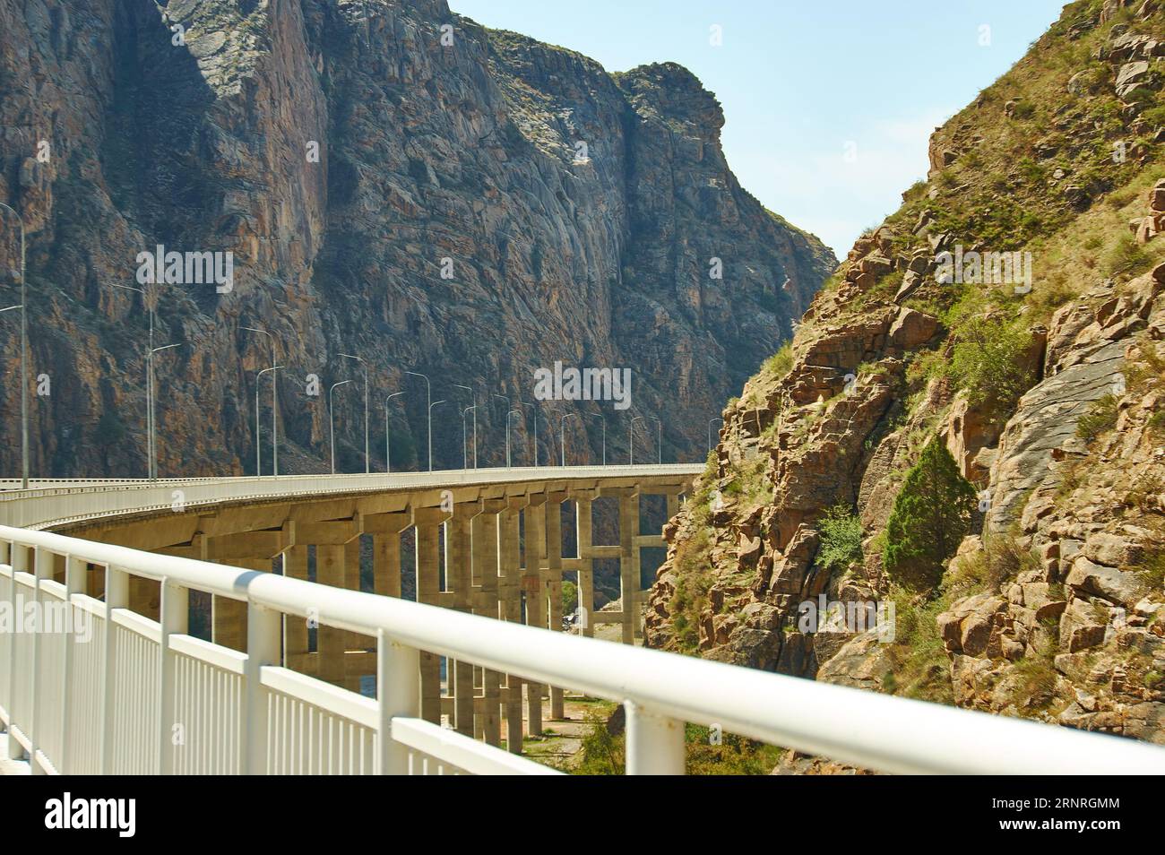 New North-South route , Bridge overpass 1000 meters canyon river Naryn ...