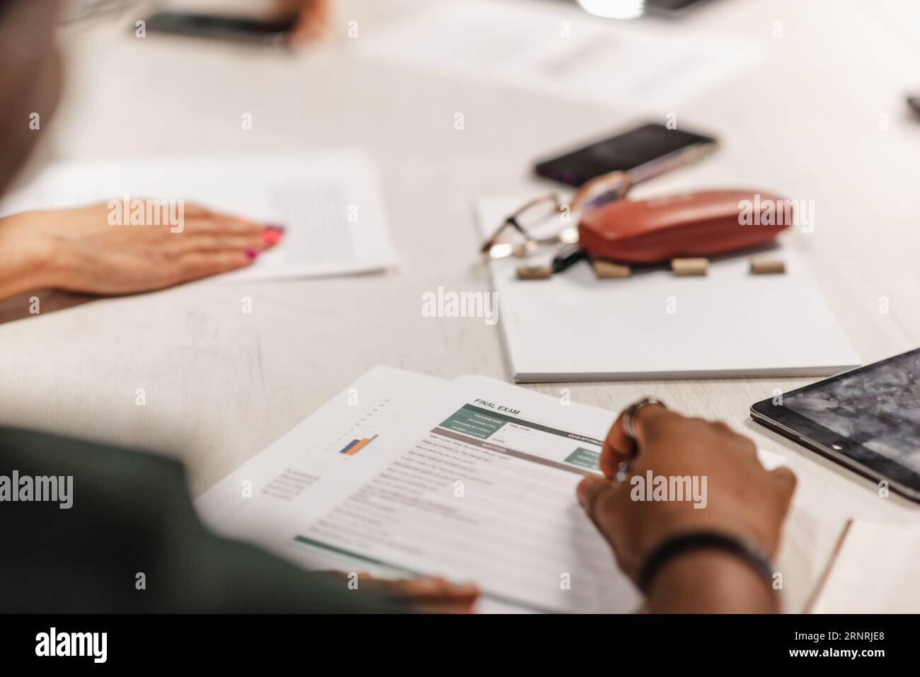 Close up photo of man about to take final exam after successfully ...