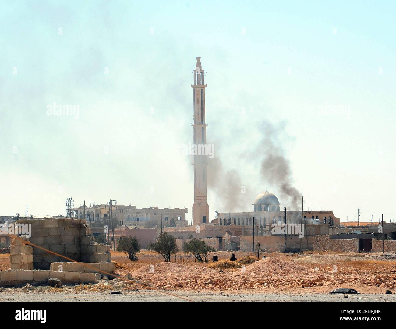 (171003) -- HAMA (SYRIA), Oct. 3, 2017 -- Smoke rises in front of a ...