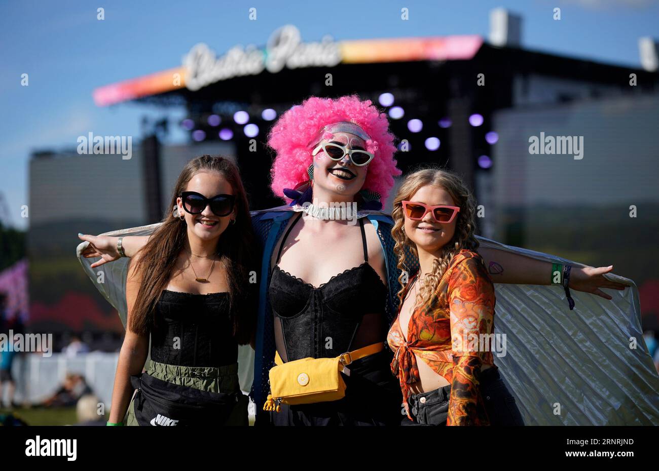 Festival goers (left to right) Alannah Willoughby Abigail Meredith and ...