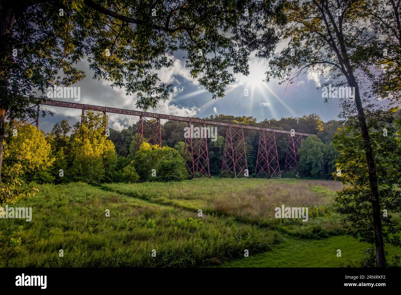 tulip train trestle bridge tracks indiana Stock Photo - Alamy