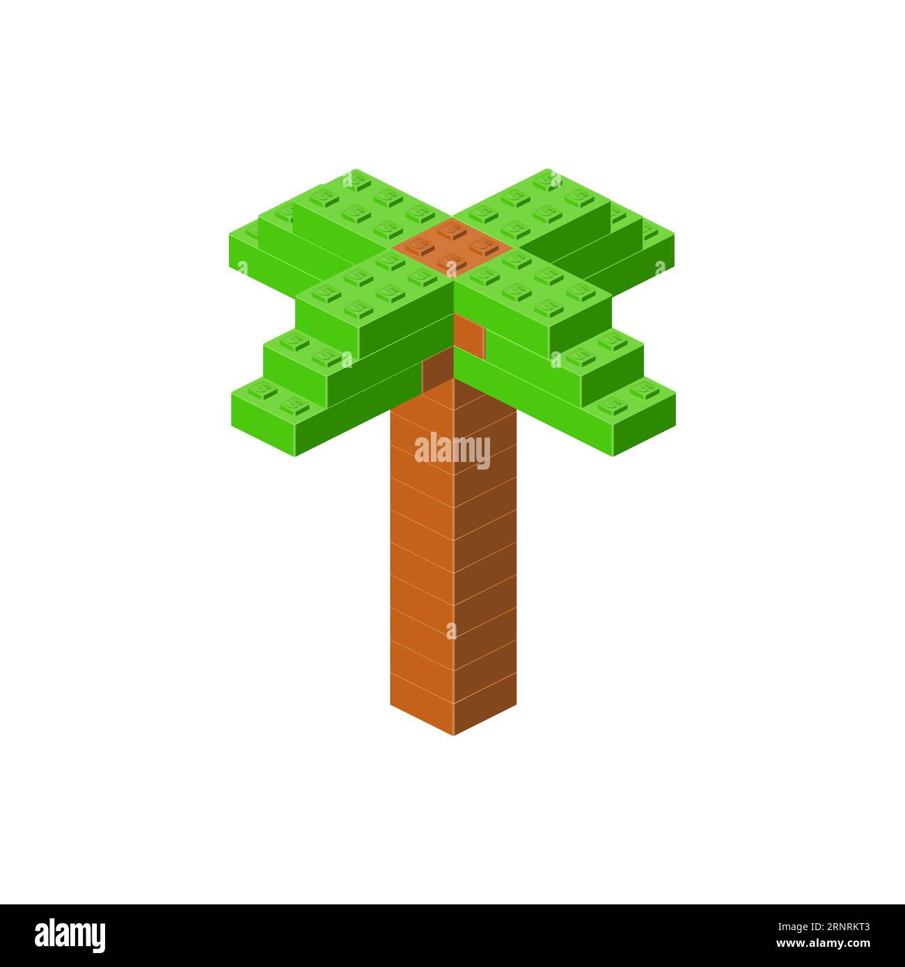 Palm tree in isometry. Toy made of plastic blocks. Vector illustration ...