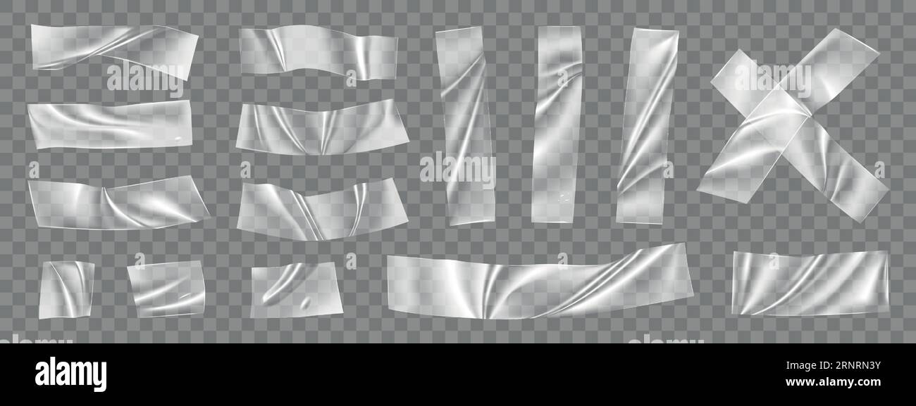 Transparent tape. Clear plastic paper stickers, sticky adhesive film ...