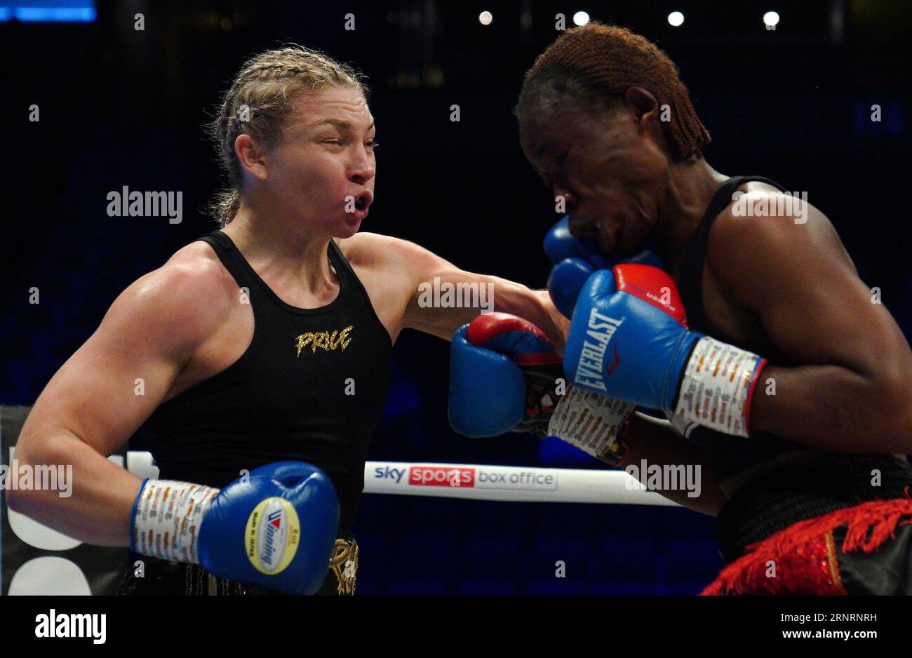 Lauren Price (left) in action against Lolita Muzeya in the Welterweight ...