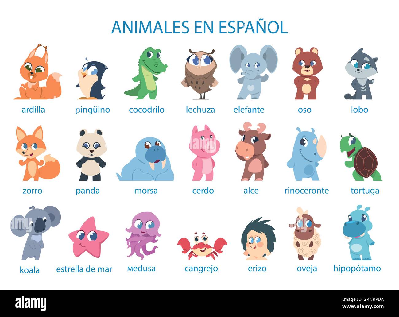 Cartoon animals. Language learning. Kids education. Funny creatures ...