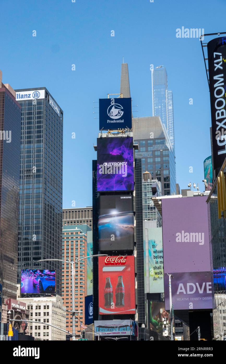 Times Square is filled with electronic billboards advertising a little ...