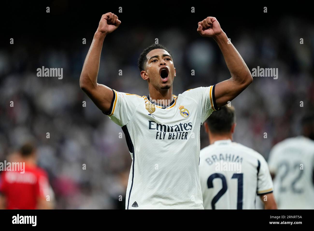 Real Madrid's Jude Bellingham celebrates at the end of Spanish La Liga ...