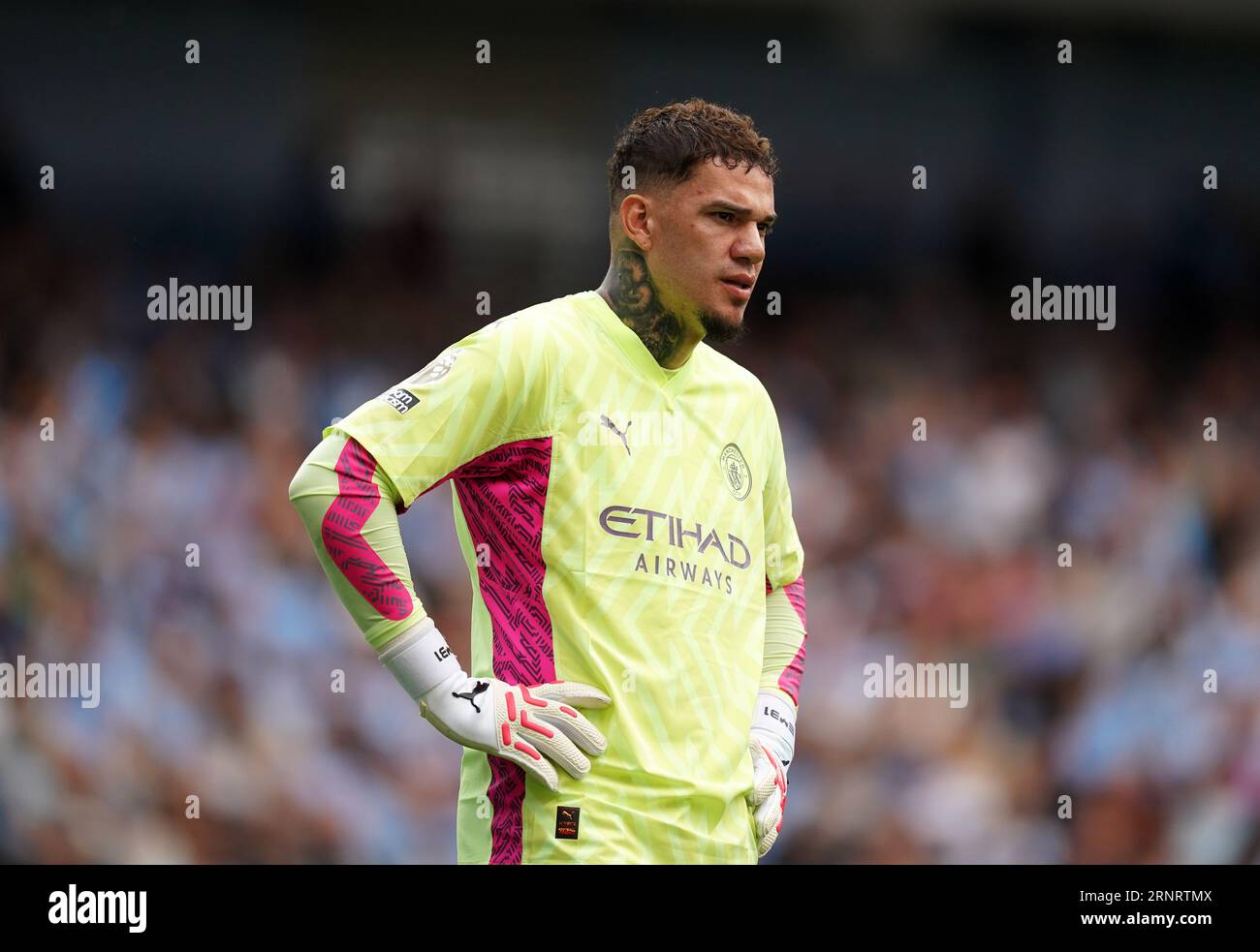 Manchester City goalkeeper Ederson during the Premier League match at ...