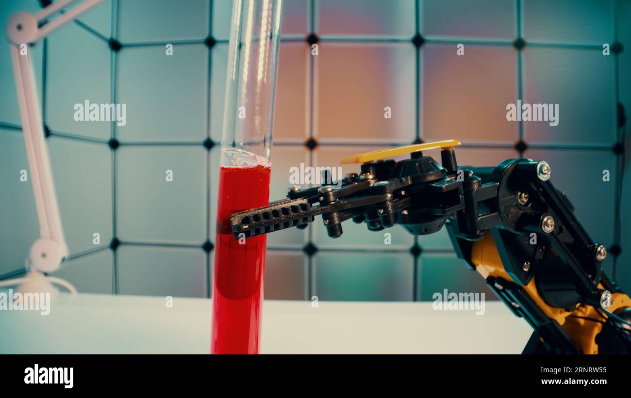 a robot holds a sample of a chemical substance the concept of using ...