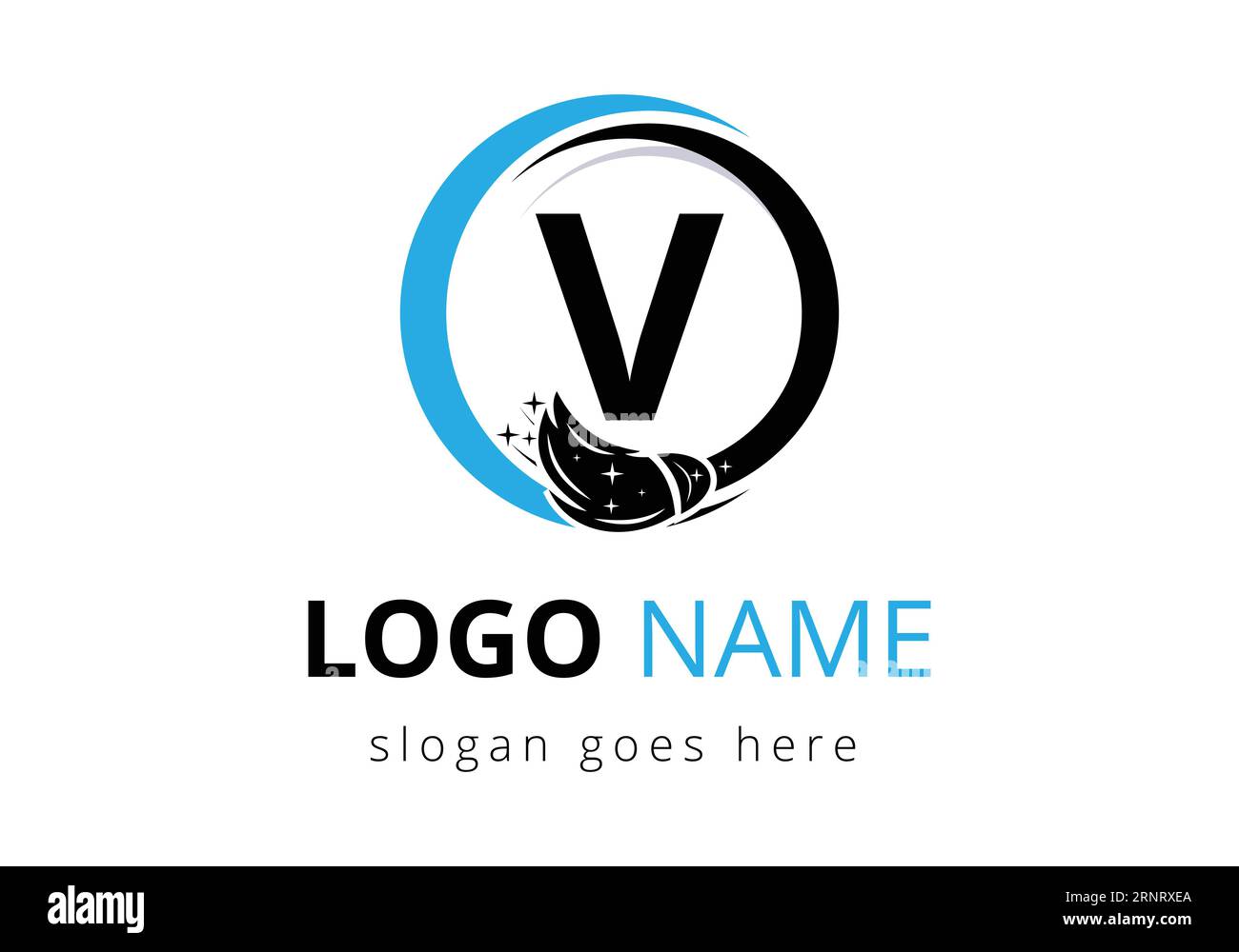 Letter V Cleaning Service Logo Design Concept With Clean Brush Symbol ...