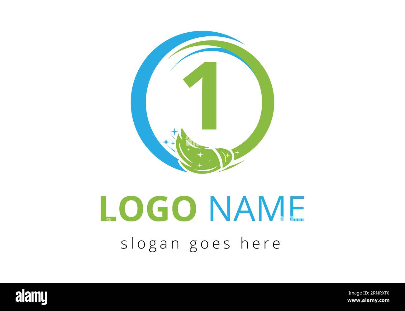 Letter 1 Cleaning Service Logo Design Concept With Clean Brush Symbol ...