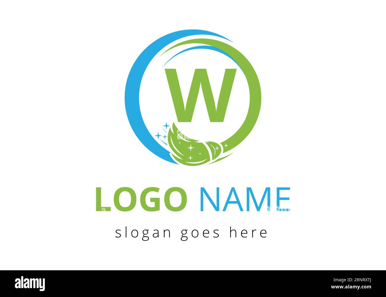 Letter W Cleaning Service Logo Design Concept With Clean Brush Symbol ...