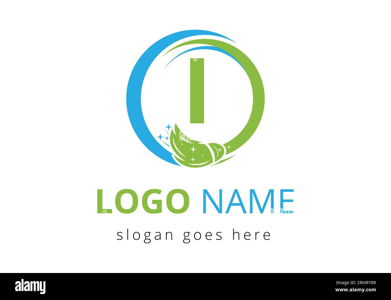 Letter I Cleaning Service Logo Design Concept With Clean Brush Symbol ...