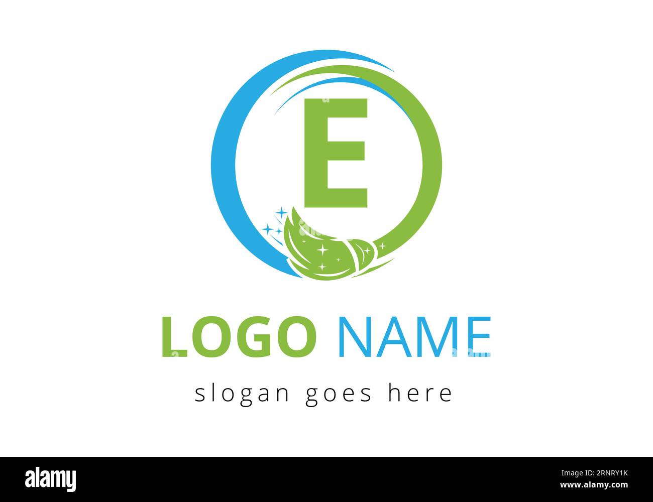 Letter E Cleaning Service Logo Design Concept With Clean Brush Symbol ...
