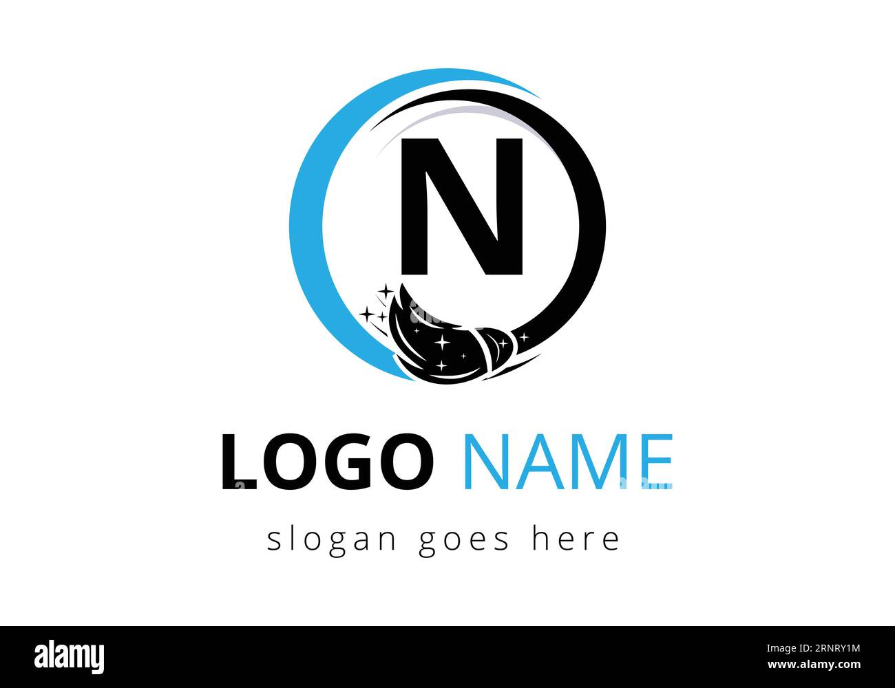 Letter N Cleaning Service Logo Design Concept With Clean Brush Symbol ...