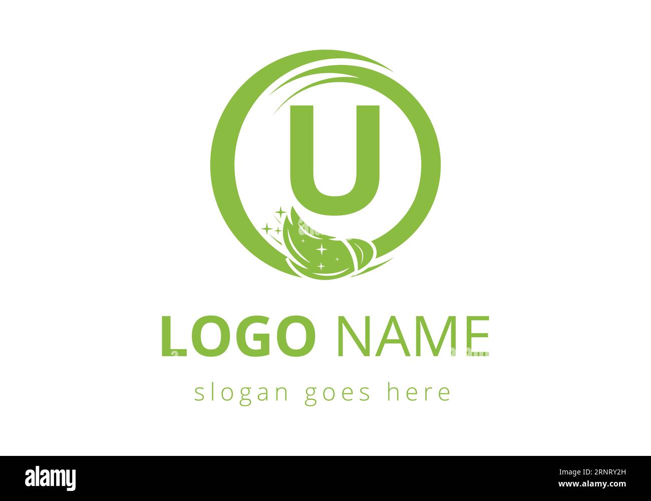 Letter U Cleaning Service Logo Design Concept With Clean Brush Symbol ...