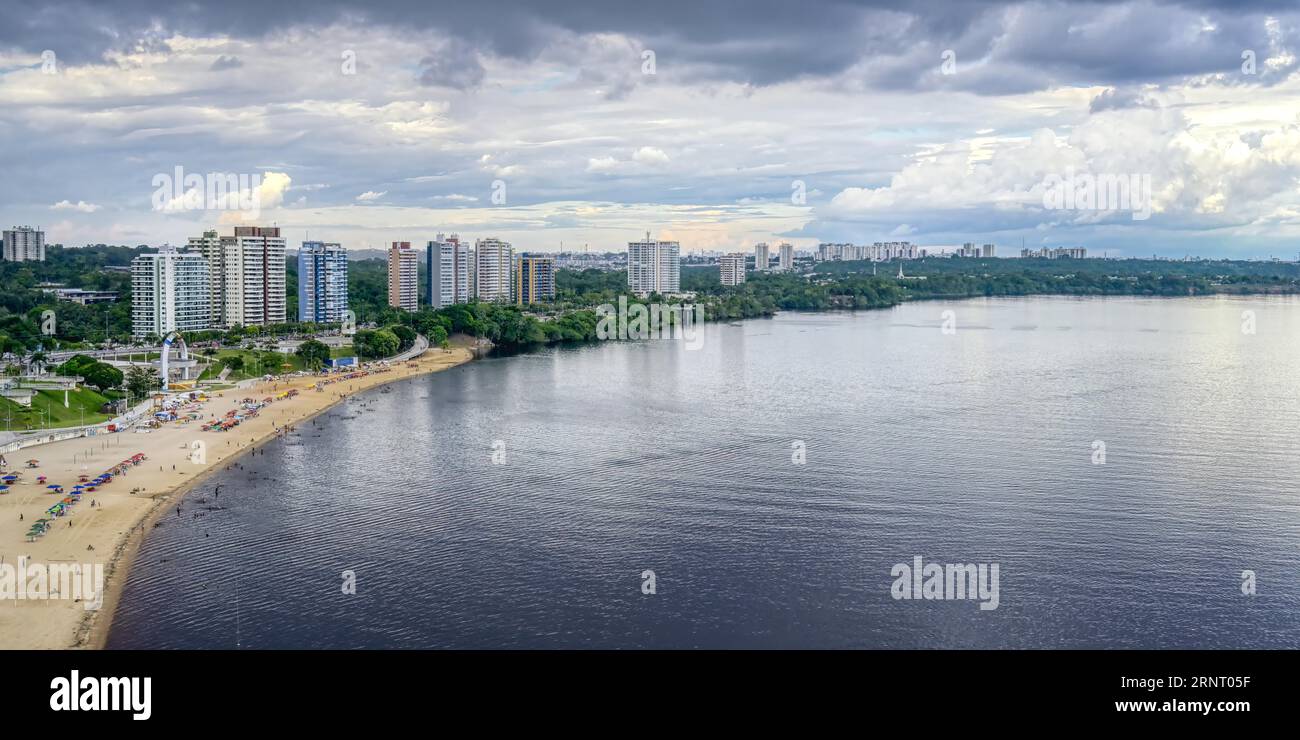 Punta Negra Beach in front of Manaus skyline, Amazonia State, Brazil ...