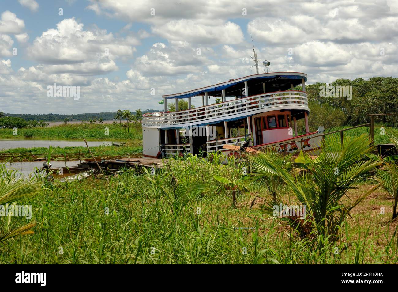 Traditional wooden Amazon River boat, Amazon state, Brazil Stock Photo ...