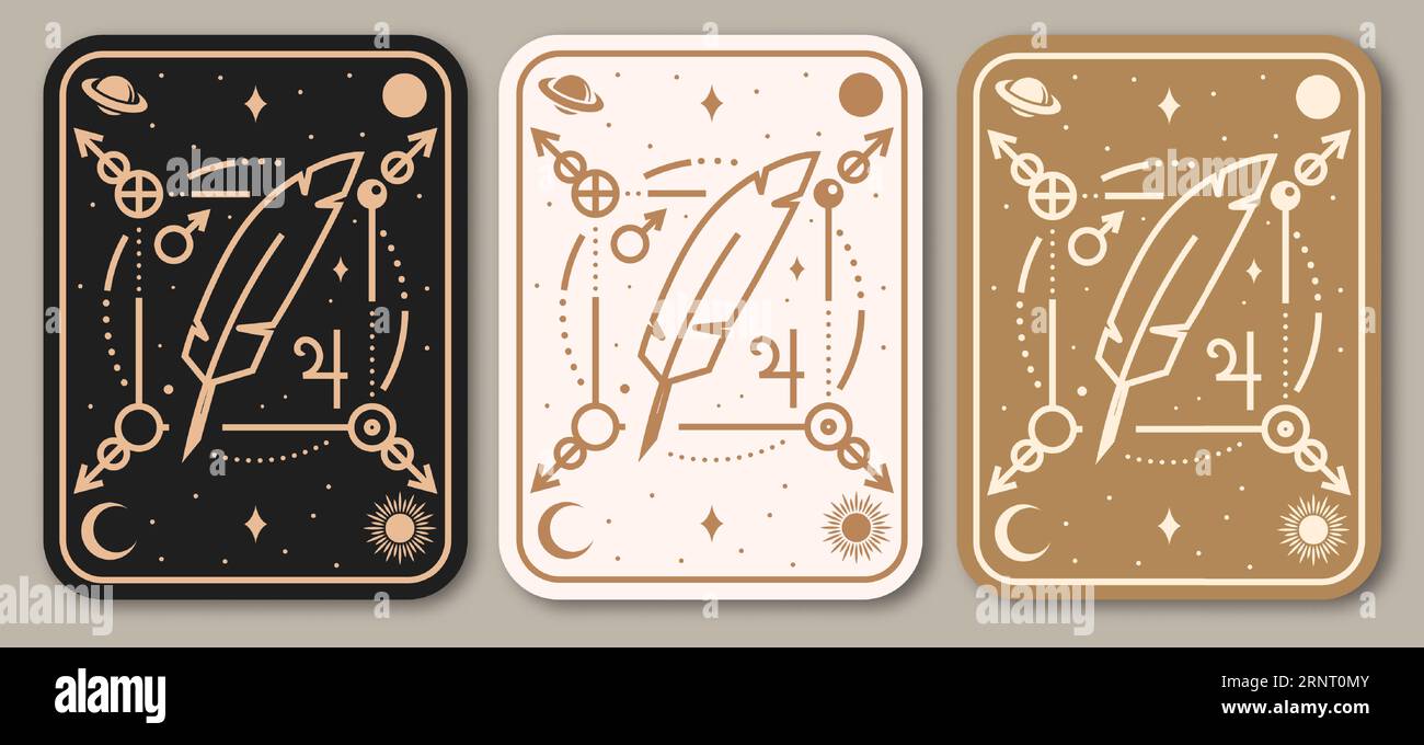 Esoteric symbols poster, banner. Vector illustration. Thin line ...