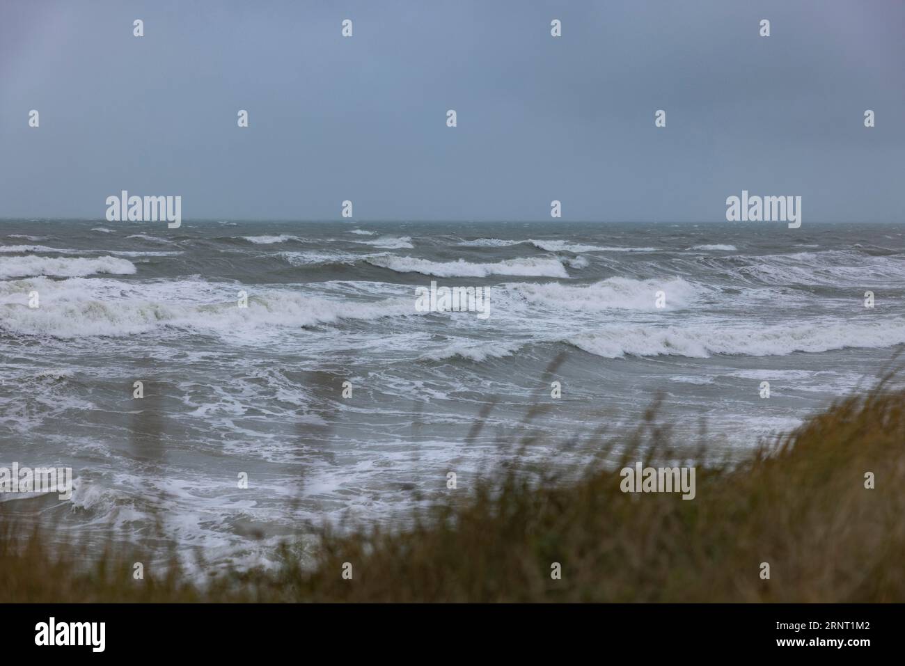 Stormy sea, foaming sea in storm with high waves on the English Channel ...