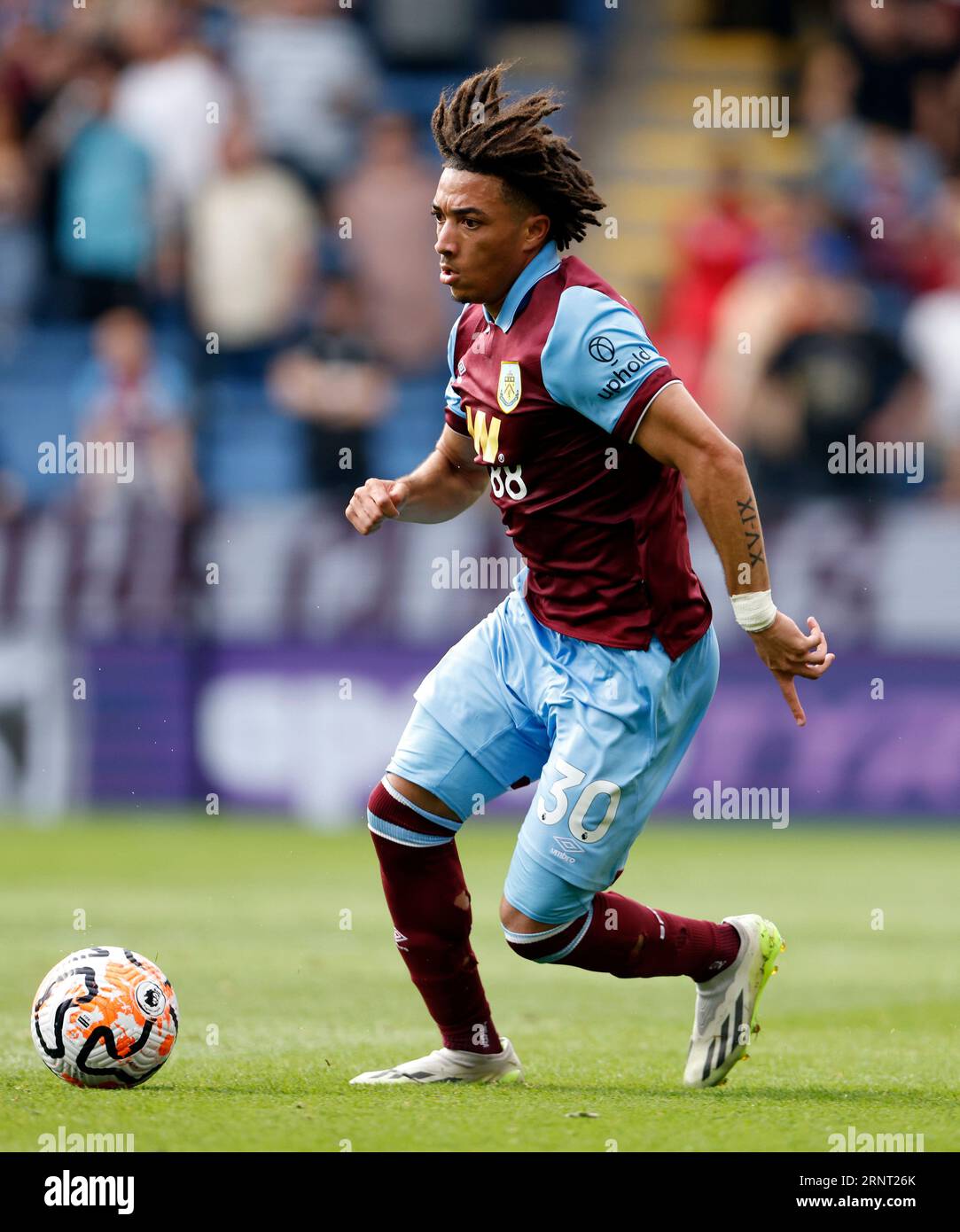 Burnley’s Luca Koleosho during the Premier League match at Turf Moor ...